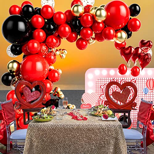 Red Black and Gold Balloon Garland Kit for Baby Shower, Wedding, Birthday, Graduation Party