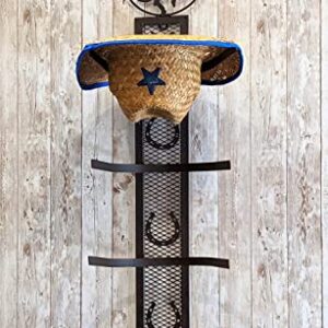 BestGiftEver Rustic Western Country Metal Horse 4 Cowboy Hat Rack Wall Mounted/Over The Door Holder