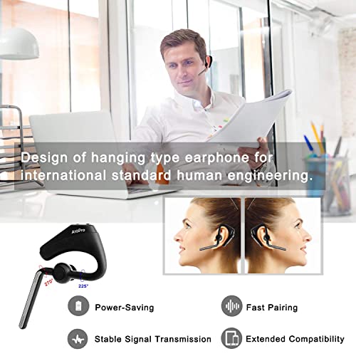 RicoRich Bluetooth Headset V5.0 Handsfree Bluetooth Earpiece Noise Cancelling Headphones Wireless Earphones Microphone Driving Business Earbuds for Apple iPhone Samsung Android Laptop