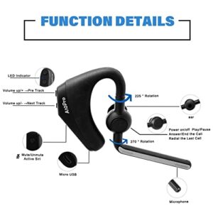 RicoRich Bluetooth Headset V5.0 Handsfree Bluetooth Earpiece Noise Cancelling Headphones Wireless Earphones Microphone Driving Business Earbuds for Apple iPhone Samsung Android Laptop