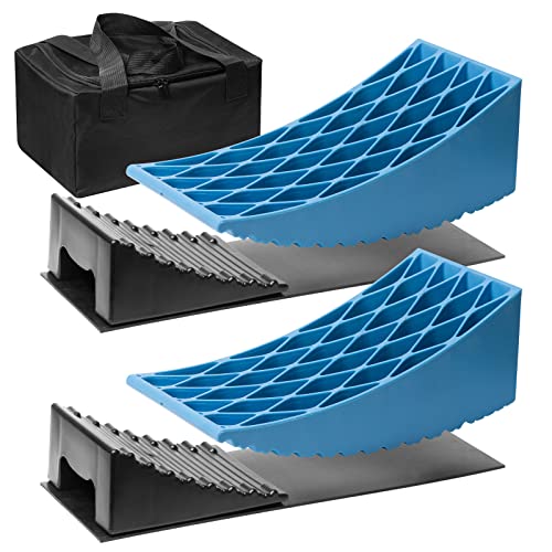 aushucu Camper Leveler 2 Pack Non-Slip Design Ramps Kit for rv Accessories Travel Trailer rv Leveling Blocks(Blue)