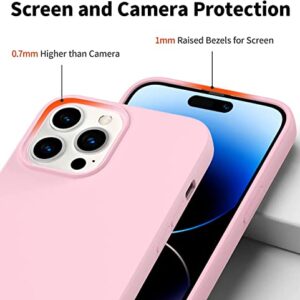 Amytor Designed for iPhone 14 Pro Case, Silicone Ultra Slim Shockproof Phone Case with Soft Anti-Scratch Microfiber Lining, [Enhanced Camera Protection] 6.1 inch (Pink)