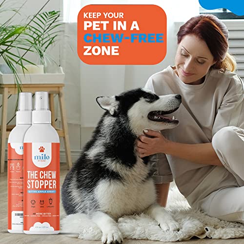 Milo by Bone Bitter Apple Spray for Dogs to Stop Chewing | Non-Toxic, Safe & Alcohol-Free | No Chew Spray for Dogs | Extreme Bitter Formula | Indoor & Outdoor Use