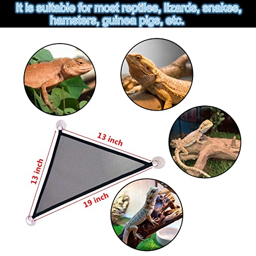 Magnoloran 4 Pack Bearded Dragon Lizard Hammock Reptile Swing Hanging Bed Lounger Breathable Mesh Hammock Habitat with Suction Cup Suitable for Iguanas, Anoles, Geckos, Snakes, Chameleon