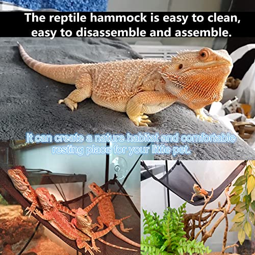 Magnoloran 4 Pack Bearded Dragon Lizard Hammock Reptile Swing Hanging Bed Lounger Breathable Mesh Hammock Habitat with Suction Cup Suitable for Iguanas, Anoles, Geckos, Snakes, Chameleon