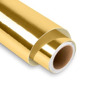 lya vinyl mirror gold permanent vinyl roll 12" x 6ft metallic outdoor permanent vinyl for cricut - adhesive vinyl roll for home decor, party decoration, mug, window