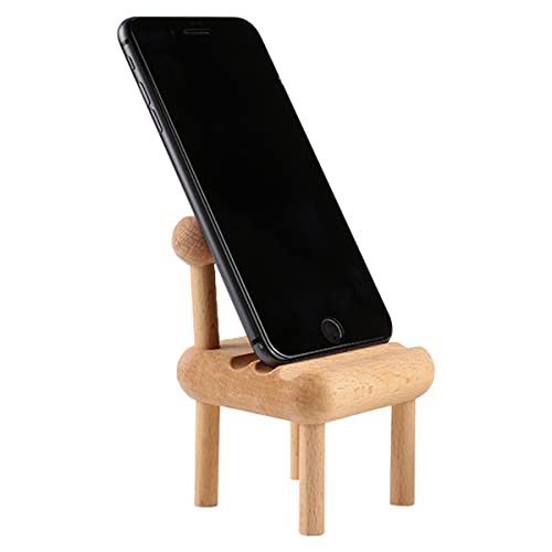 GawmFoiuy Wooden Cell Phone Stand Wooden Chair Cell Phone Stand Holder Wood Cellphone Holder for Desktop Design Compatible with All Mobile Phones (Chair)