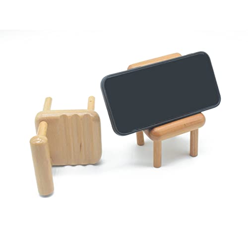 GawmFoiuy Wooden Cell Phone Stand Wooden Chair Cell Phone Stand Holder Wood Cellphone Holder for Desktop Design Compatible with All Mobile Phones (Chair)