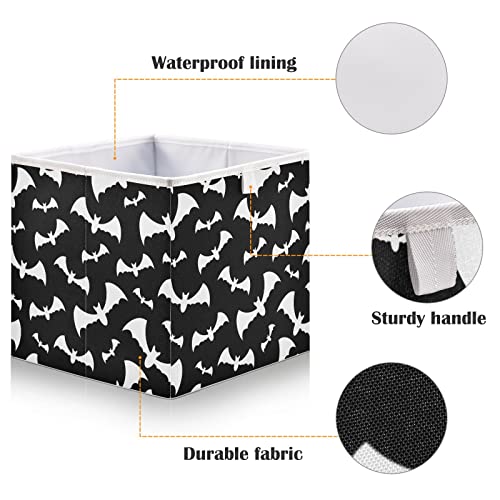 DOMIKING Halloween Bats Storage Bins for Closet Shelves Bedroom Foldable Fabric Shelf Baskets with Sturdy Handle Organization Baskets Cubes 11 Inch