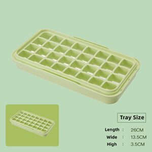 LittleStar Silicone Ice Cube Trays with Press Lid Ice Makers Mold with Container & Scoop 64Pcs x0.95 inch Small Square Ice Cubes for Whisky Chingling Cocktail and Milk Tea (Green)