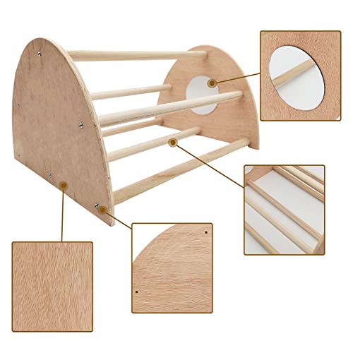 Hamiledyi Chick Perch, Chicken Wooden Strong Roosting Bar with Mirror, Training Sleeping Perch Standing for Coop and Brooder, Solid Ladder for Chick Hens Silkies Quail Chicken