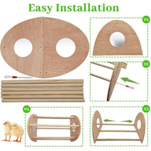 Hamiledyi Chick Perch, Chicken Wooden Strong Roosting Bar with Mirror, Training Sleeping Perch Standing for Coop and Brooder, Solid Ladder for Chick Hens Silkies Quail Chicken