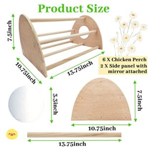 Hamiledyi Chick Perch, Chicken Wooden Strong Roosting Bar with Mirror, Training Sleeping Perch Standing for Coop and Brooder, Solid Ladder for Chick Hens Silkies Quail Chicken