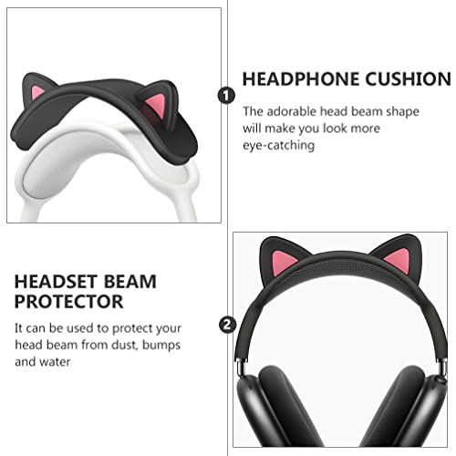 EXCEART Headphone Headband Covers Cat Ear Headset Headband Protector Silicone Headband Cushions Compatible for AirPods Max ( Black )