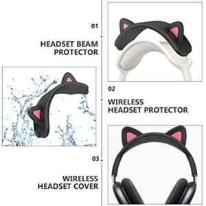 EXCEART Headphone Headband Covers Cat Ear Headset Headband Protector Silicone Headband Cushions Compatible for AirPods Max ( Black )