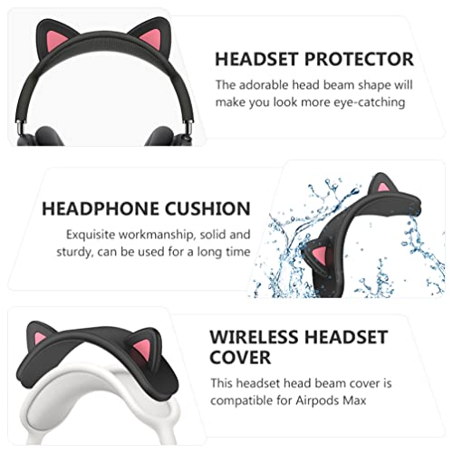 EXCEART Headphone Headband Covers Cat Ear Headset Headband Protector Silicone Headband Cushions Compatible for AirPods Max ( Black )