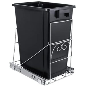 pull out trash can under cabinet, under sink adjustable pull out shelf for kitchen trash can, fit for most 7-11 gallon garbage can (trash can not included)