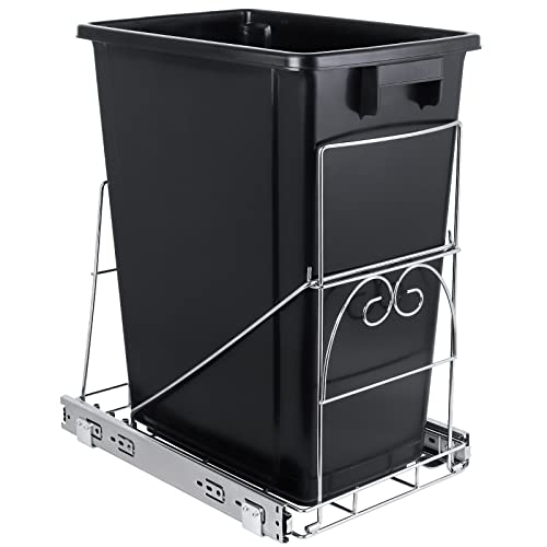 Pull Out Trash Can Under Cabinet, Under Sink Adjustable Pull Out Shelf for Kitchen Trash Can, Fit for Most 7-11 Gallon Garbage Can (Trash Can Not Included)