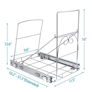 Pull Out Trash Can Under Cabinet, Under Sink Adjustable Pull Out Shelf for Kitchen Trash Can, Fit for Most 7-11 Gallon Garbage Can (Trash Can Not Included)