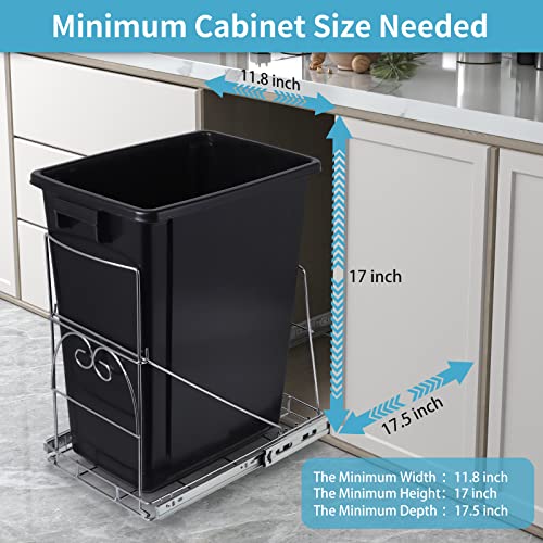 Pull Out Trash Can Under Cabinet, Under Sink Adjustable Pull Out Shelf for Kitchen Trash Can, Fit for Most 7-11 Gallon Garbage Can (Trash Can Not Included)