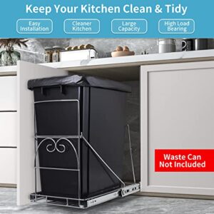 Pull Out Trash Can Under Cabinet, Under Sink Adjustable Pull Out Shelf for Kitchen Trash Can, Fit for Most 7-11 Gallon Garbage Can (Trash Can Not Included)