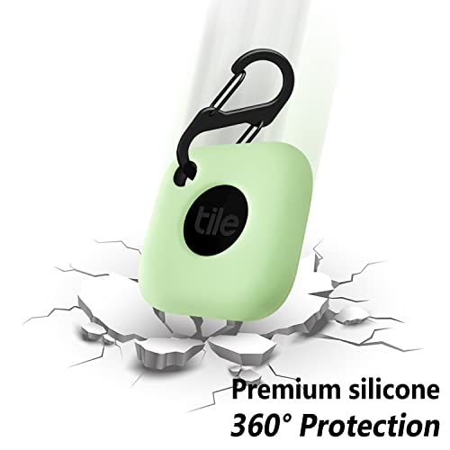 Geiomoo Silicone Case Compatible with Tile Mate 2022, Protective Cover with Carabiner (Luminous Green)