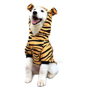 delifur halloween dog tiger costumes for cat small dogs and medium dogs pet cosplay tiger costume pet hoodie coat pet winter warm apparel (large)