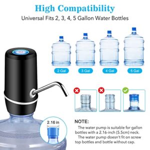 5 Gallon Water Dispenser, Electric Drinking Water Pump Automatic Portable Water Jug Pump for 5 Gallon Bottle - Black