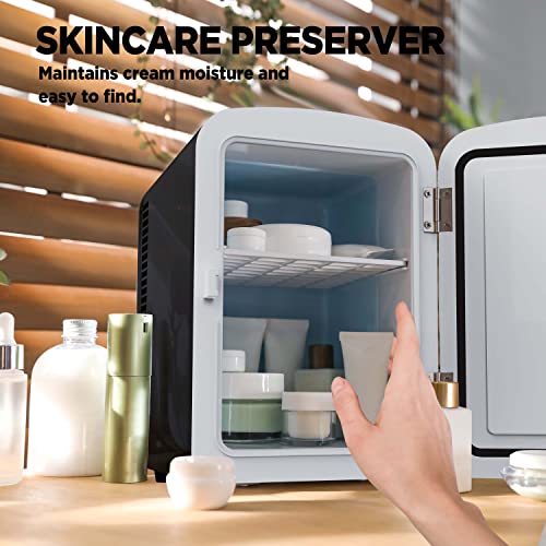 Silonn Mini Fridge, Portable Skin Care Fridge, 4 L/6 Can Cooler and Warmer Small Refrigerator with Eco Friendly for Home, Office, Car and College Dorm Room, Compact Refrigerator and Black (SLRE01B)