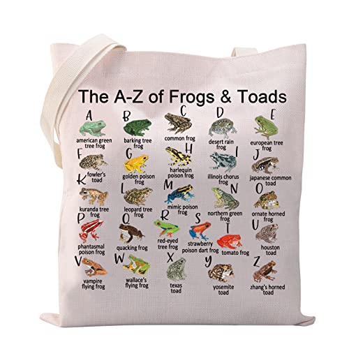 VAMSII Frog And Toad Tote Bag The A-Z of Frogs & Toads Grocery Shopping Bag Aesthetic Bag for Women Girls (Frog And Toad Tote Bag)