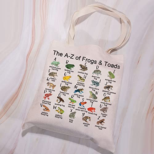 VAMSII Frog And Toad Tote Bag The A-Z of Frogs & Toads Grocery Shopping Bag Aesthetic Bag for Women Girls (Frog And Toad Tote Bag)