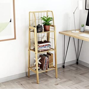 DOORXIFO Modern Gold Bookcase Freestanding,Heavy Duty Metal Gold Bookshelves Organizer for Bedroom Home Office,Gold Storage Rack Book Rack.