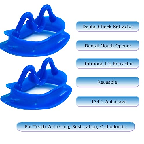 2PCS Silicone Teeth Mouth Opener, Dental Cheek Retractor for Teeth Whitening, 134℃ Autoclave Reusable Intraoral Lip Retractor (Blue)