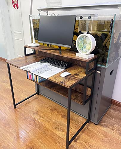 HAISEN Computer Desk with Shelf and Monitor Stand (XL)