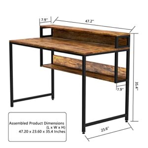 HAISEN Computer Desk with Shelf and Monitor Stand (XL)