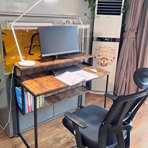 HAISEN Computer Desk with Shelf and Monitor Stand (XL)