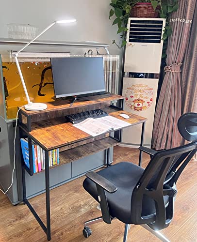 HAISEN Computer Desk with Shelf and Monitor Stand (XL)