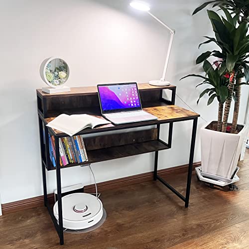 HAISEN Computer Desk with Shelf and Monitor Stand (XL)