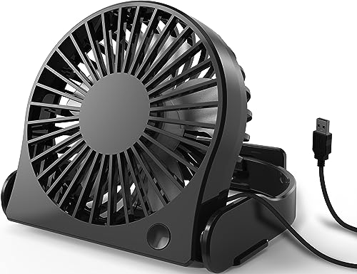 PELANZENHAU Small Table Fan - USB Powered Mini Desk Fan with 3 Powerful Speed & 360° Collapsible, Portable Little Cooling Fan Folding and Tilt Design for Travel Dorm RV Office Camping Bedroom