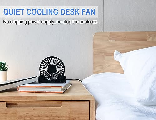 PELANZENHAU Small Table Fan - USB Powered Mini Desk Fan with 3 Powerful Speed & 360° Collapsible, Portable Little Cooling Fan Folding and Tilt Design for Travel Dorm RV Office Camping Bedroom