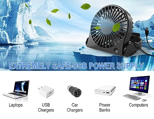 PELANZENHAU Small Table Fan - USB Powered Mini Desk Fan with 3 Powerful Speed & 360° Collapsible, Portable Little Cooling Fan Folding and Tilt Design for Travel Dorm RV Office Camping Bedroom