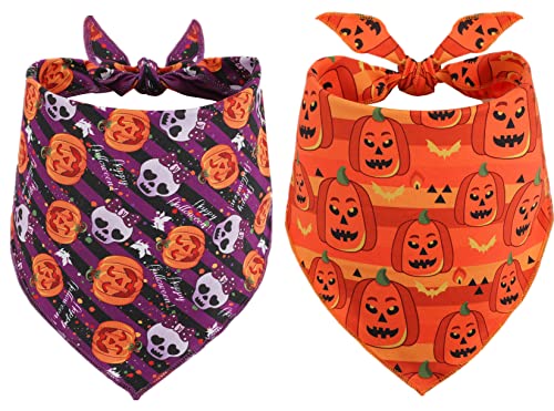 2 Pack Dog Bandana Halloween, Triangle Bibs Scarf for Halloween, Holiday Pet Neckerchief for Dogs Pets