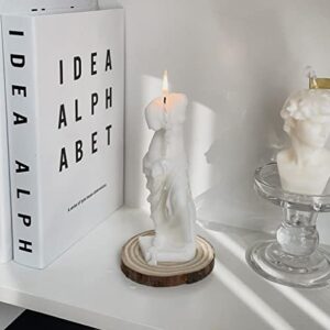 Venus Statue Scented Candle,120G Aroma Soy Wax Decorative Candle for Table Photo Prop Birthday Gift,Prefect for Meditation Stress Relief Mood Boosting Bath Yoga (White)