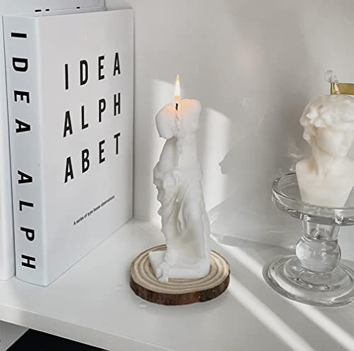 Venus Statue Scented Candle,120G Aroma Soy Wax Decorative Candle for Table Photo Prop Birthday Gift,Prefect for Meditation Stress Relief Mood Boosting Bath Yoga (White)