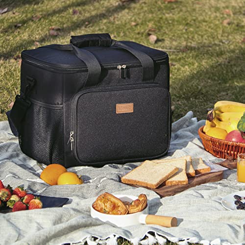 Lifewit Large Lunch Bag Soft Cooler Bag Cooling Tote for Adult Men Women, 15L/24L, Black