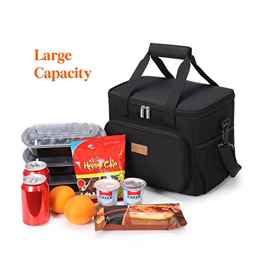 Lifewit Large Lunch Bag Soft Cooler Bag Cooling Tote for Adult Men Women, 15L/24L, Black