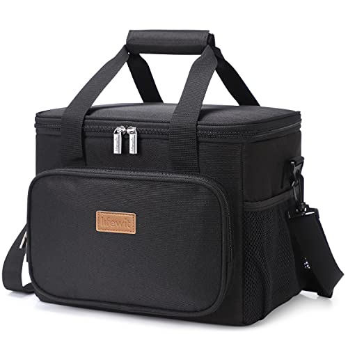 Lifewit Large Lunch Bag Soft Cooler Bag Cooling Tote for Adult Men Women, 15L/24L, Black