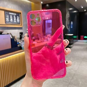 OWLSTAR Compatible with iPhone 11 Pro Max Case, Cute Neon Clear Soft Phone Case for Women and Girls, Flexible Slim TPU Shockproof Transparent Bumper Protective Cover (Hot Pink)