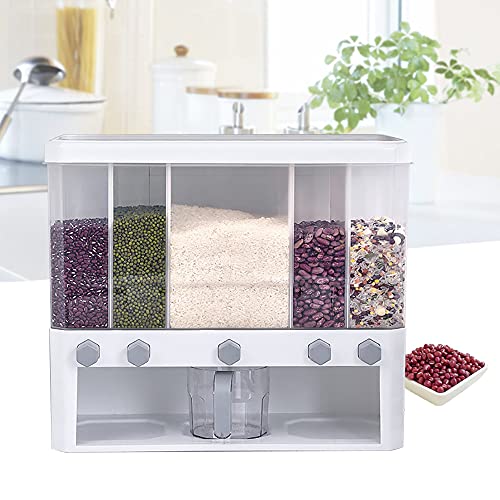 VPABES Kitchen Cereal Dispenser Rice Grain Dry Food Storage Container Rice Dispenser Rice Storage Dry Food Dispenser Grain Fruit Storage (5-Grid)