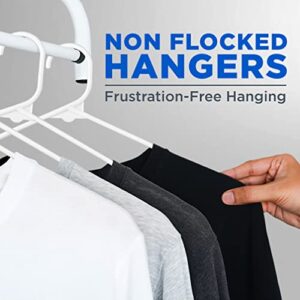 White Standard Plastic Hangers, Mega Pack, 200 Pieces Hangers for Clothes, Durable Tubular Hanger Slip Design Cloth Hanger Set with 2 Integrated Strap Hook Design